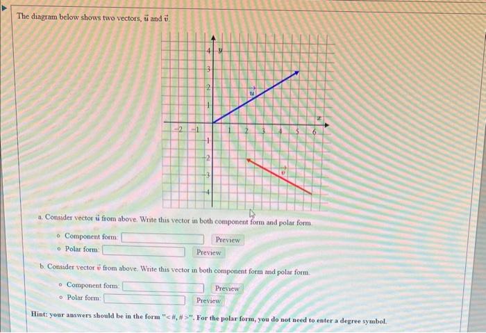 Solved The diagram below shows two vectors, u and v. a. | Chegg.com