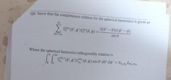 Solved Q6: Show that the completencss relation for the | Chegg.com