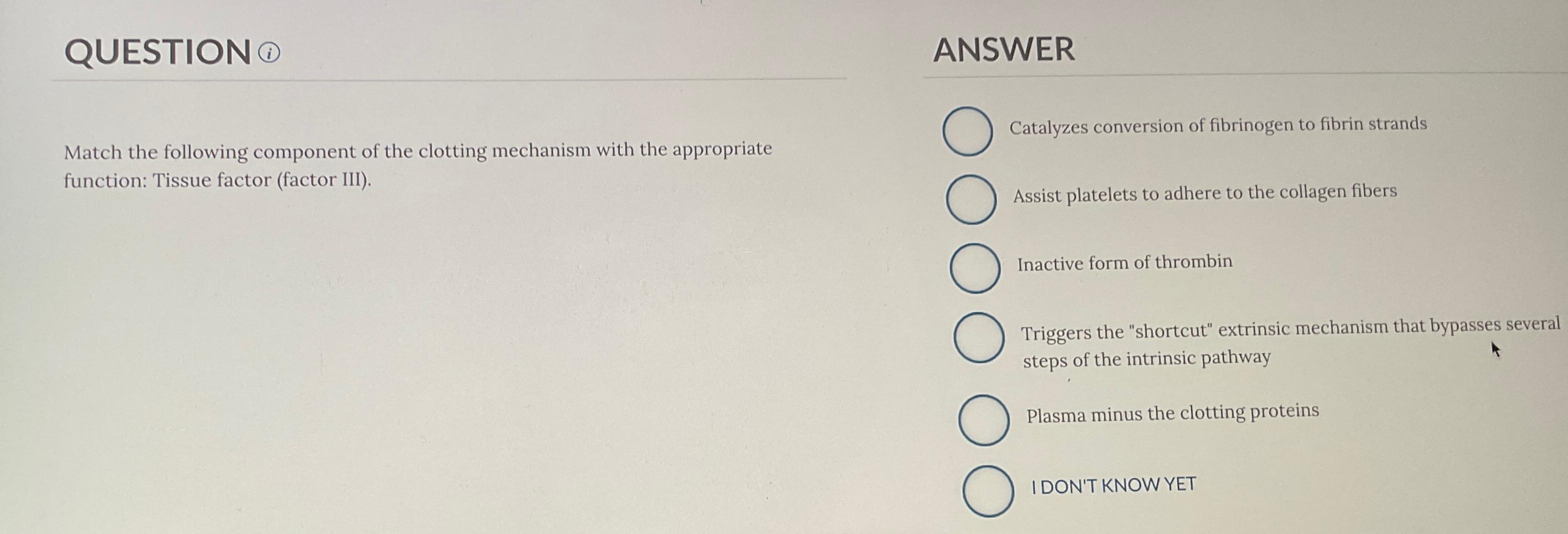 Solved QUESTION (i)ANSWERMatch the following component of | Chegg.com
