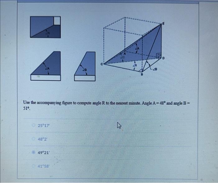 Solved Use the accompanying figure to compute angle R to the | Chegg.com