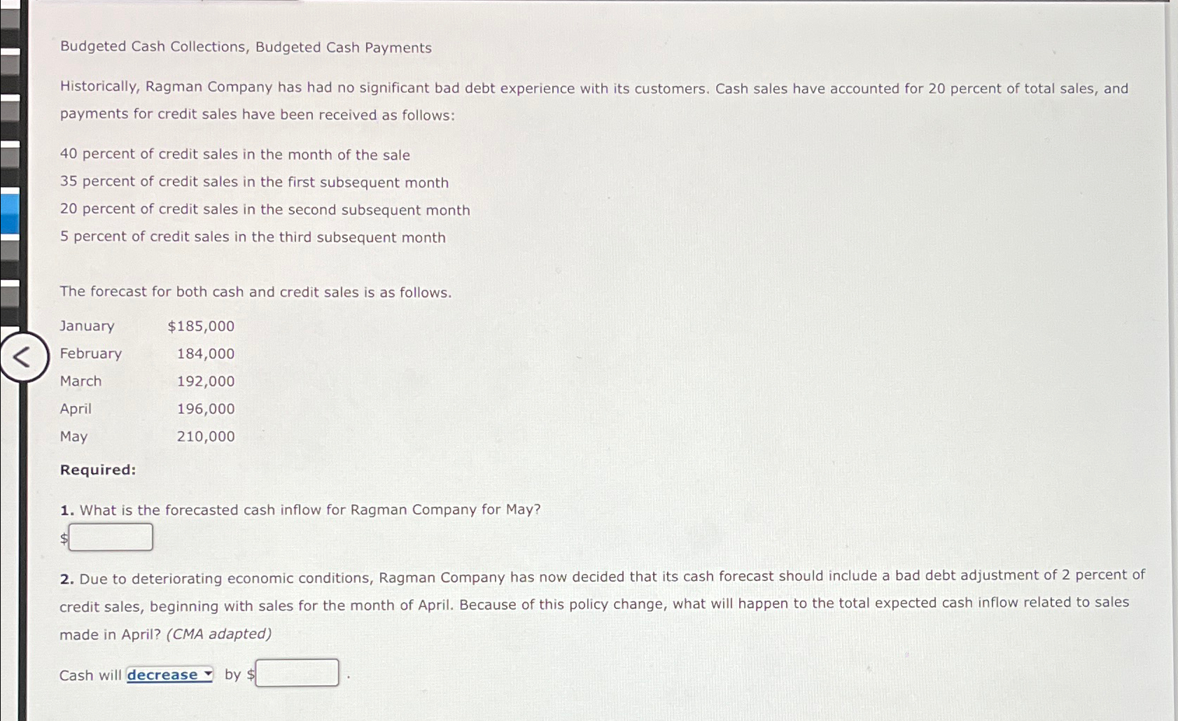 Solved Budgeted Cash Collections, Budgeted Cash | Chegg.com