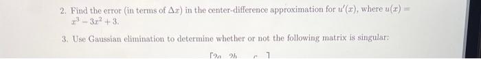 Solved 2. Find the error (in terms of Δx ) in the | Chegg.com