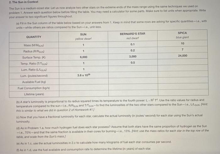 Solved 1. Lifetime of the Sun (a) The Sun has a mass of 2 | Chegg.com