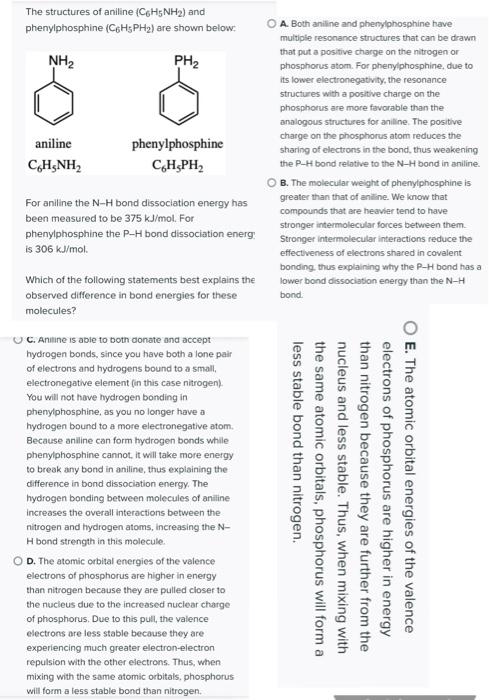 Solved The structures of aniline (C6H5NH2) and | Chegg.com