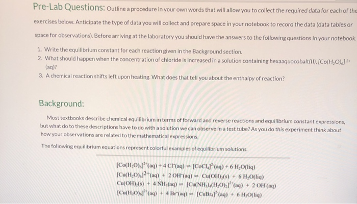 Solved Pre-Lab Questions: Outline a procedure in your own | Chegg.com