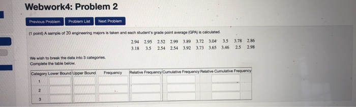 Solved Webwork4: Problem 2 Previous Problem Problem List | Chegg.com