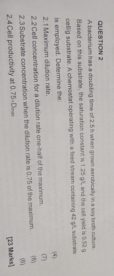 Solved QUESTION 2A bacterium has a doubling time of 2.5h | Chegg.com