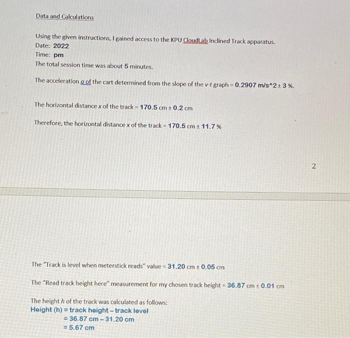 For a cart moving down a frictionless inclined track | Chegg.com