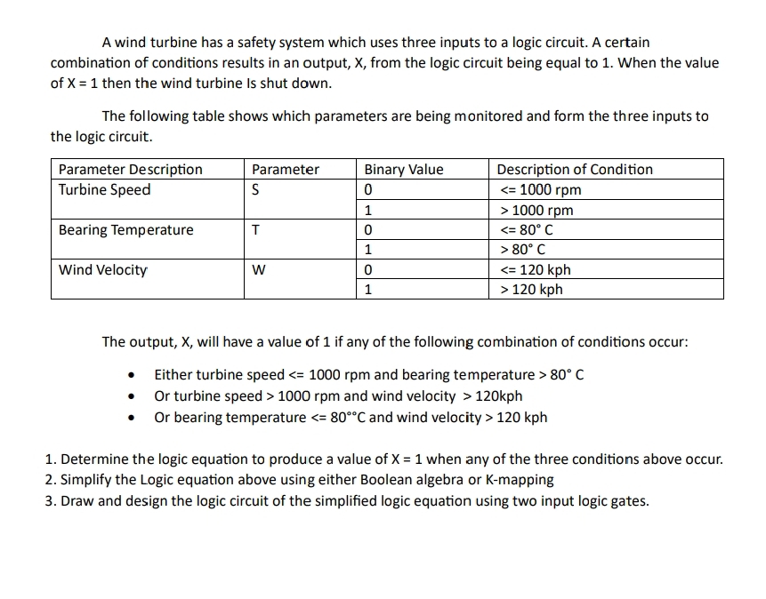 Solved A wind turbine has a safety system which uses three | Chegg.com