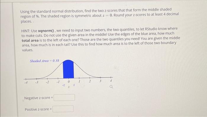Solved Using the standard normal distribution, find the two | Chegg.com