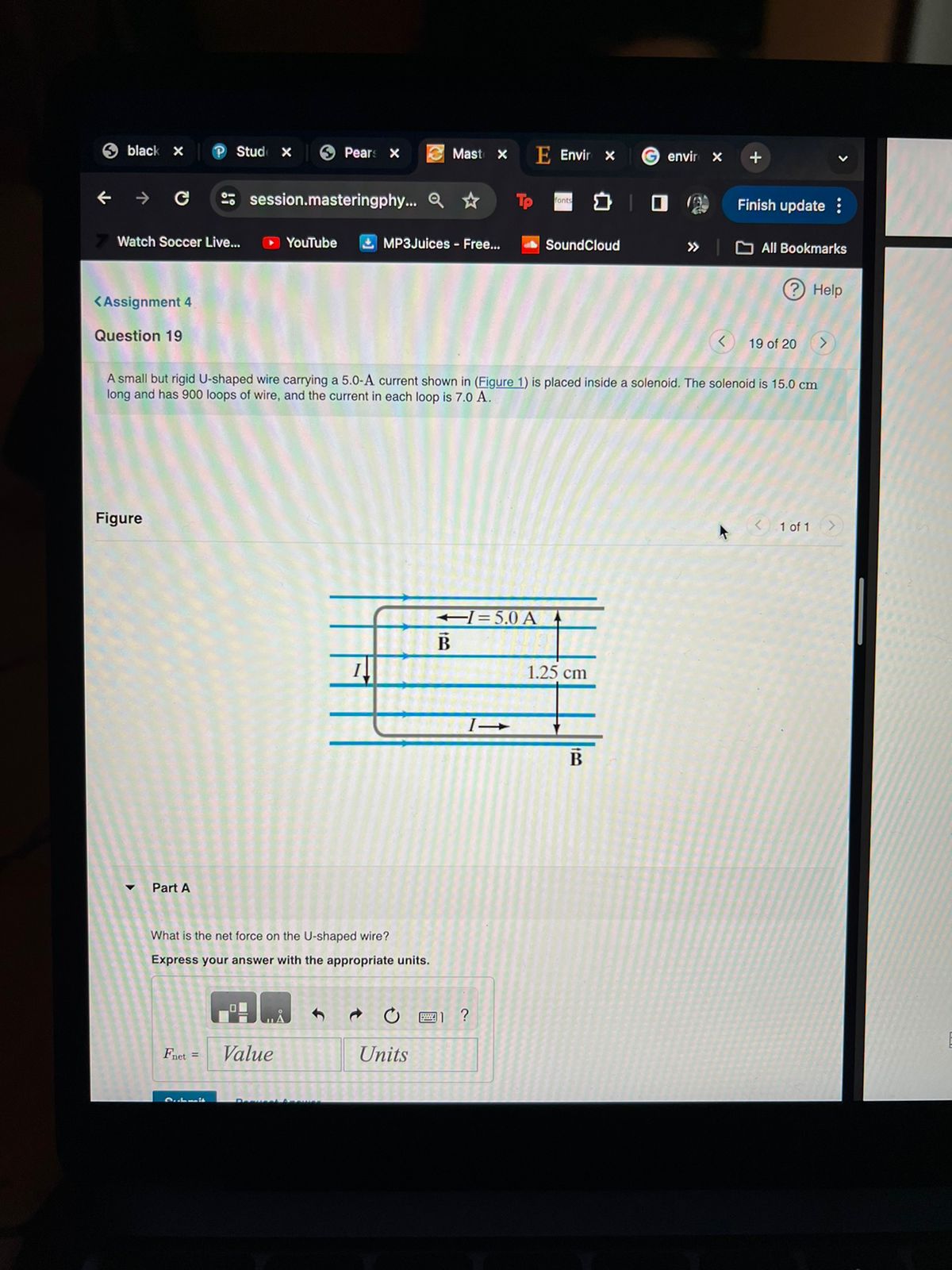 Solved Question 19A small but rigid U-shaped wire carrying a | Chegg.com
