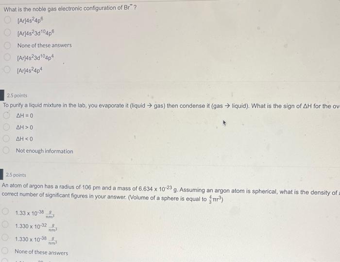 Solved What is the noble gas electronic configuration of | Chegg.com