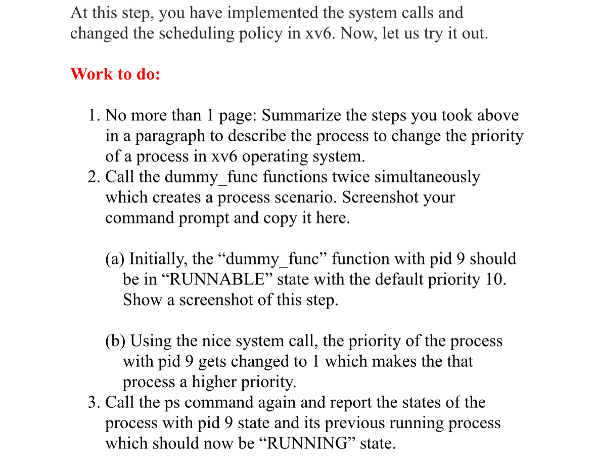 Solved At this step, you have implemented the system calls | Chegg.com
