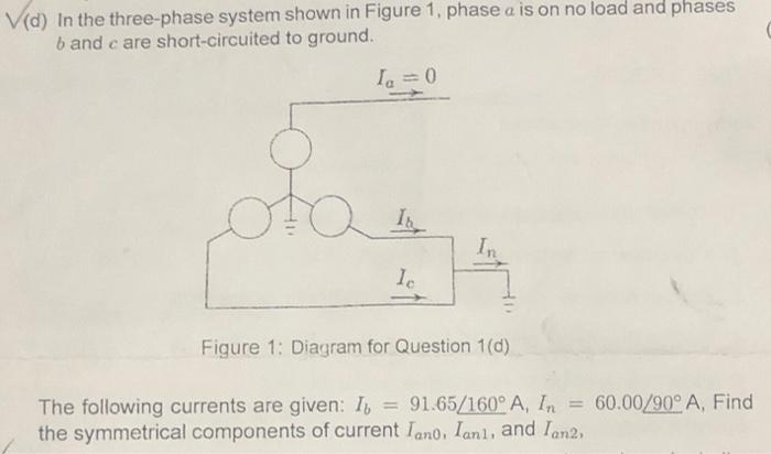 Solved (d) In the three-phase system shown in Figure 1, | Chegg.com