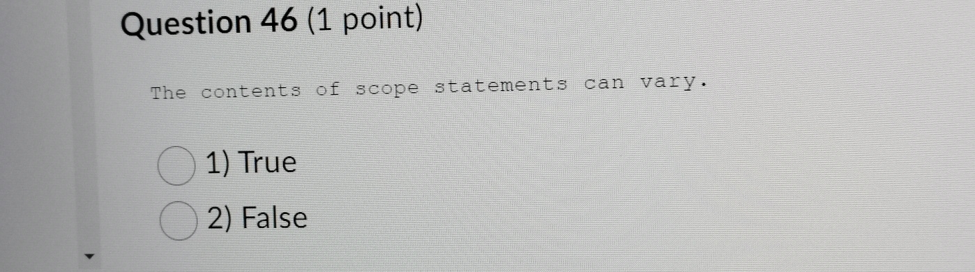 Solved Question 46 (1 ﻿point)The contents of scope | Chegg.com