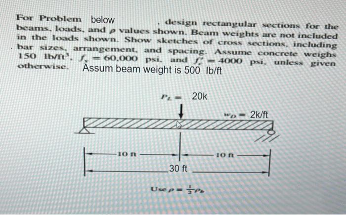 Solved For Problem below design rectangular sections for the | Chegg.com
