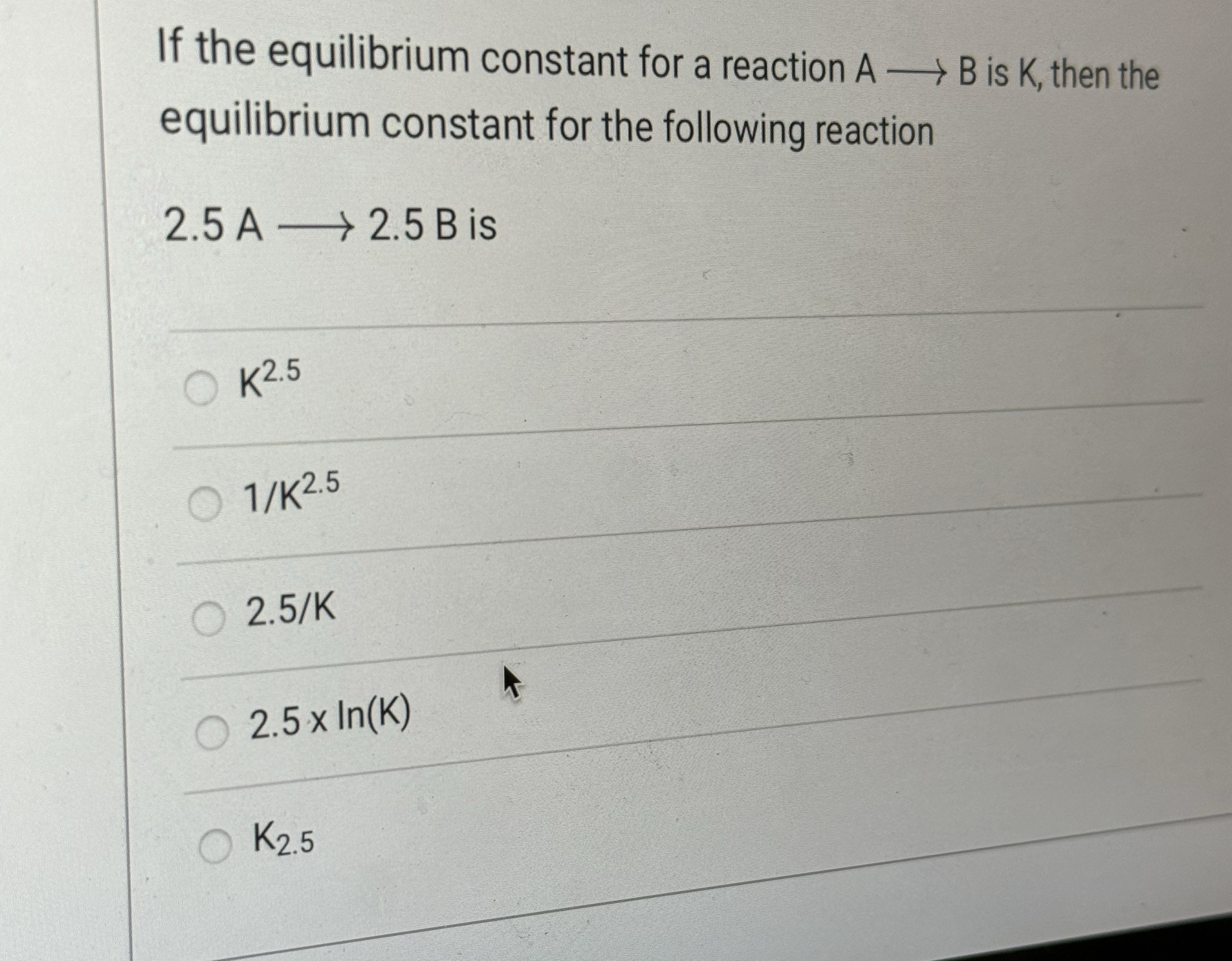 Solved If the equilibrium constant for a reaction | Chegg.com