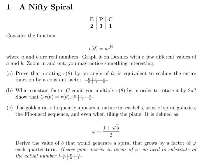 2 Lines and Spirals in the Complex Plane E PC 14 6 In | Chegg.com