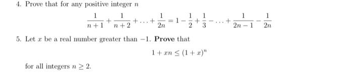 Solved 4. Prove that for any positive integer n | Chegg.com