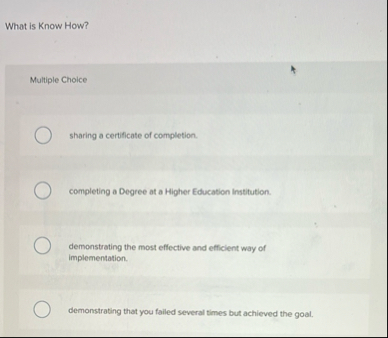 Solved What is Know How?Multiple Choicesharing a certificate | Chegg.com