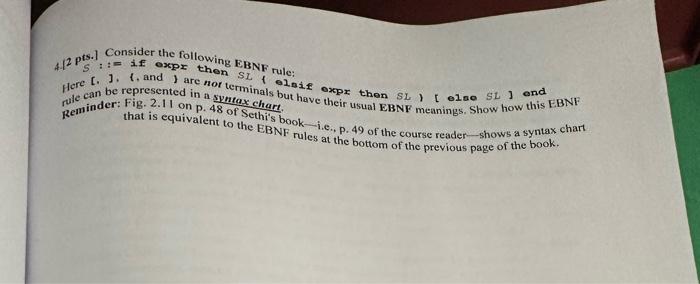 Solved 4. 2.pts.]ConsiderthefollowingEBNFrule; rule can be | Chegg.com