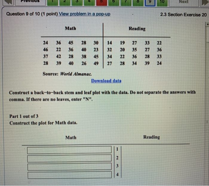 Solved Next Question 9 of 10 (1 point) View problem in a | Chegg.com
