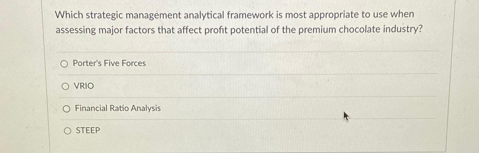 Solved Which strategic management analytical framework is | Chegg.com