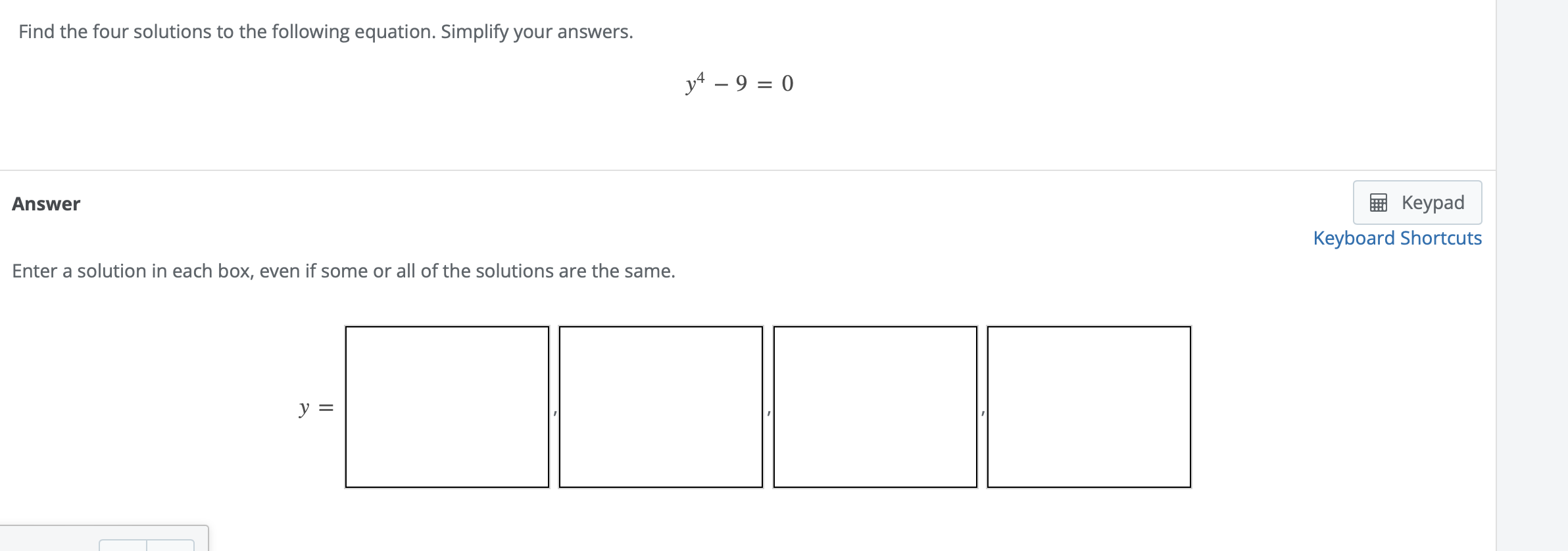 Solved Find the four solutions to the following equation. | Chegg.com