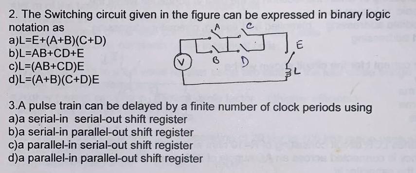 Solved 2. The Switching circuit given in the figure can be | Chegg.com