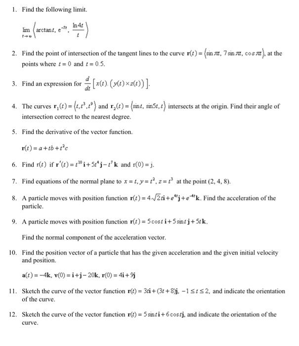 Solved 1. Find the following limit. | Chegg.com