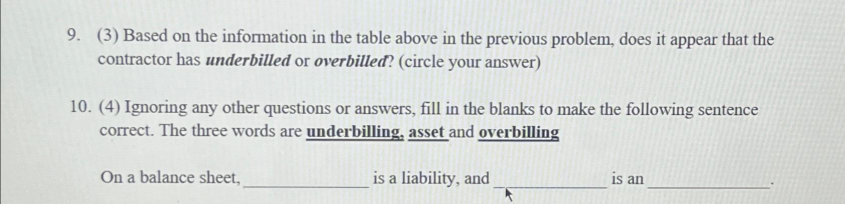 (3) ﻿Based on the information in the table above in | Chegg.com