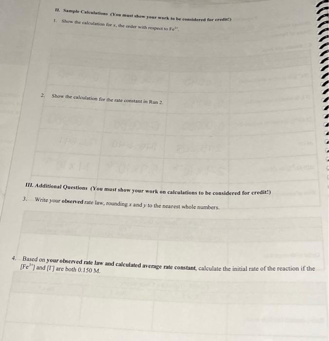Solved I. Results and Data Table 1 - Reaction Data Run 1 Run | Chegg.com