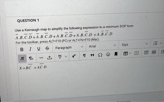 Solved Use a Karnaugh map to simplify the following | Chegg.com