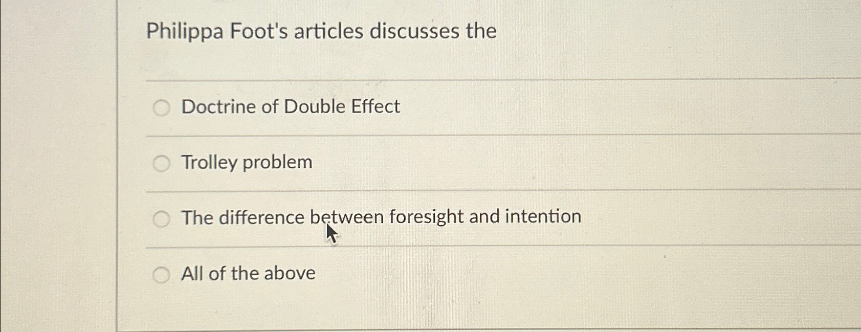 Solved Philippa Foot's articles discusses theDoctrine of | Chegg.com