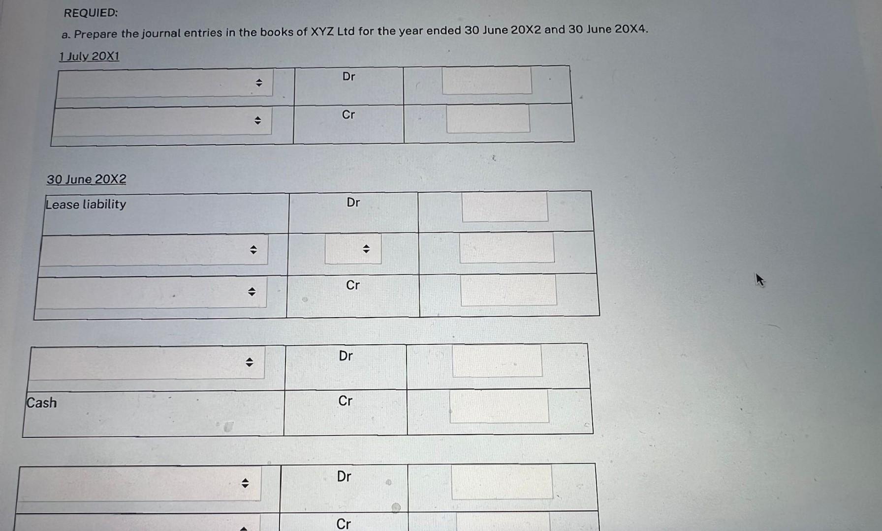 Solved Accounting for lease On 1 July 20X1, XYZ Ltd leased a | Chegg.com
