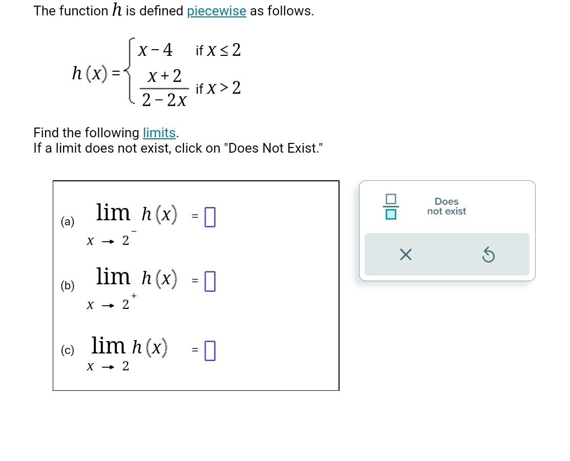 Solved The function h is defined piecewise as follows. | Chegg.com