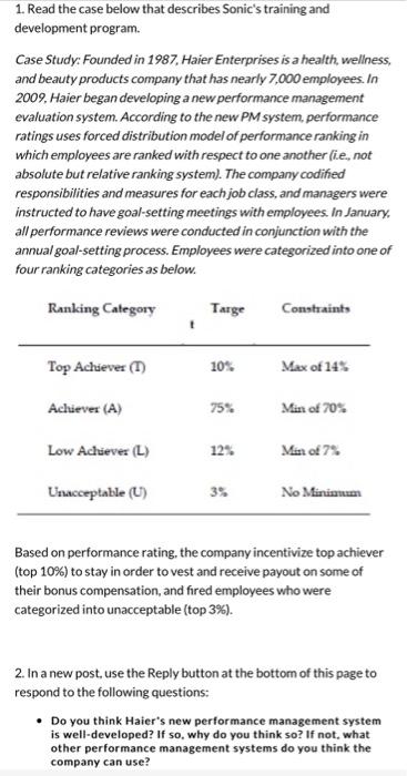 Solved 1. Read the case below that describes Sonic's | Chegg.com