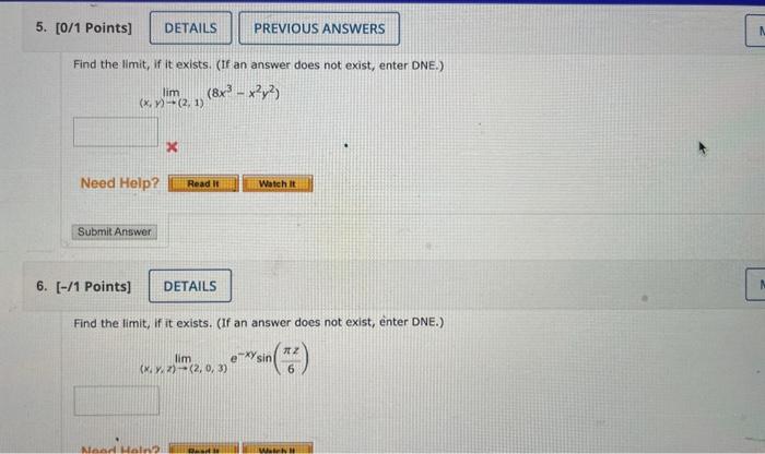 Solved Find the limit, if it exists. (If an answer does not | Chegg.com