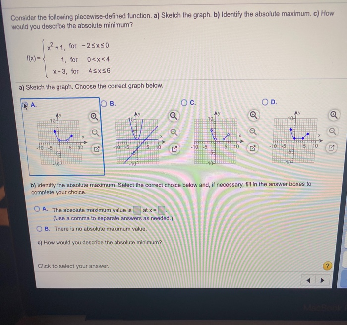 Solved Consider the following piecewise-defined function. a) | Chegg.com
