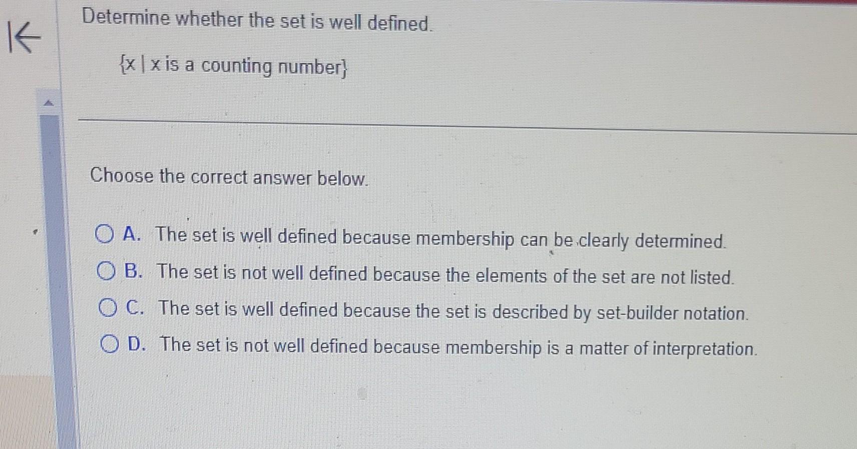 Solved Determine whether the set is well defined. {x∣x is a | Chegg.com