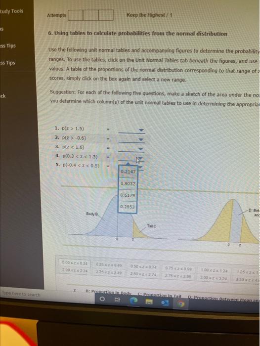 Solved 6. Using tables to calculate probabilities from the | Chegg.com