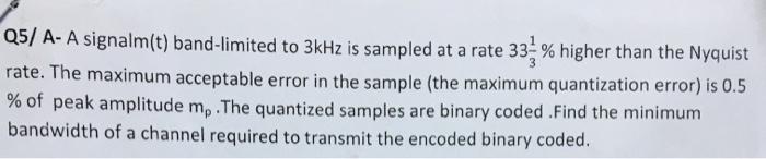 Solved 05/A-A signalm(t) band-limited to 3kHz is sampled at | Chegg.com