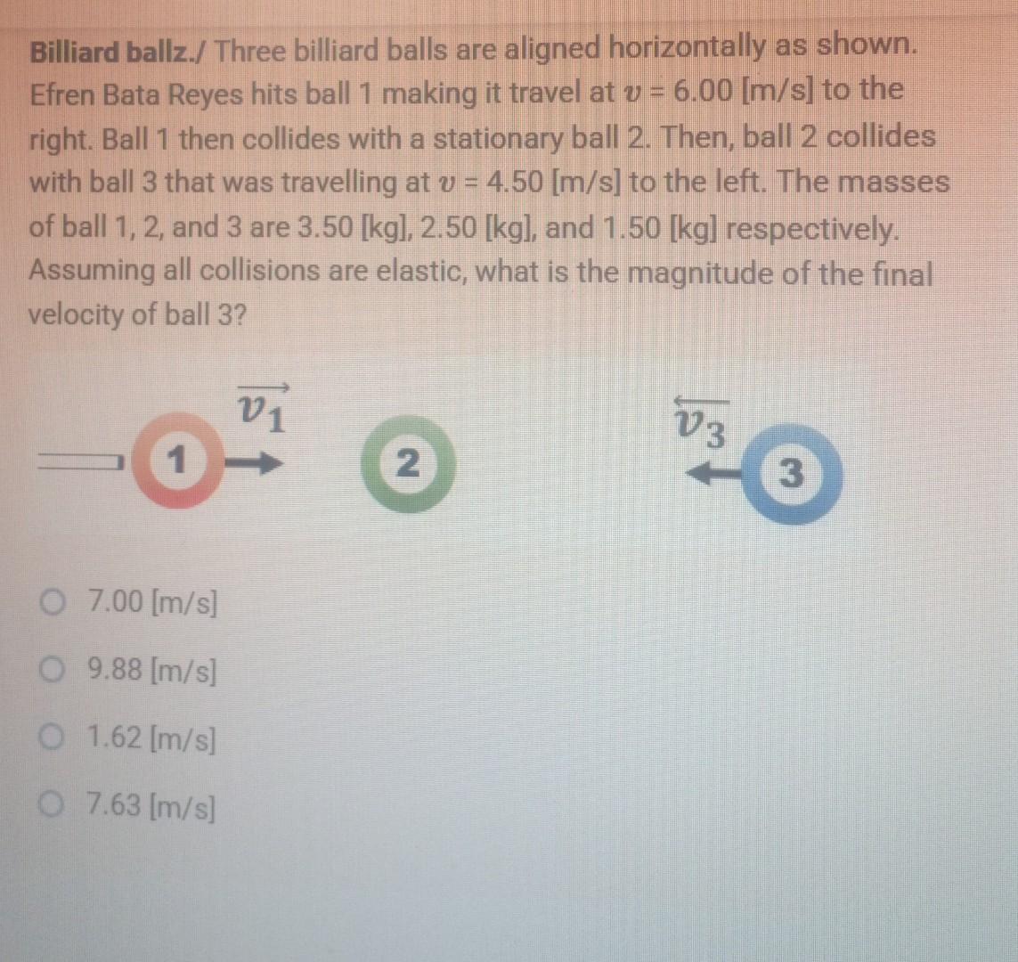Solved Billiard ballz./ Three billiard balls are aligned | Chegg.com