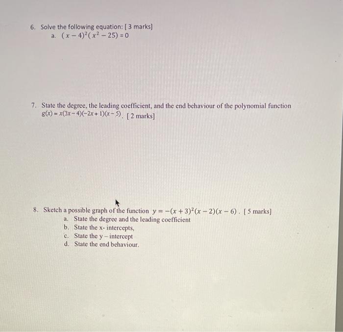 Solved ASSIGNMENT #1 POLYNOMIAL FUNCTIONS 40 marks TO EARN | Chegg.com