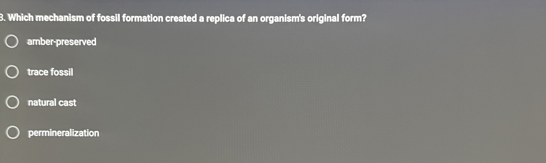 Solved Which mechanism of fossil formation created a replica | Chegg.com