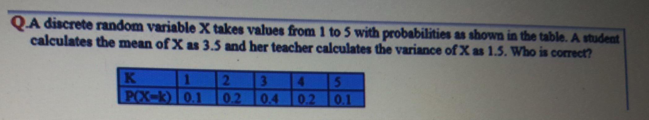 Solved Qa Discrete Random Variable X ﻿takes Values From 1 2165