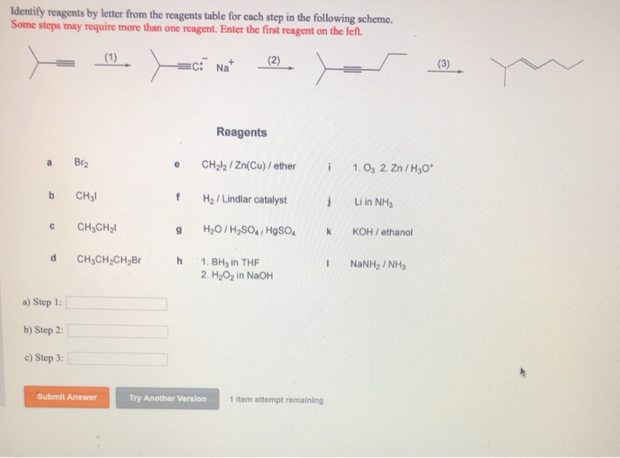 Solved Identify reagents by letter from the reagents table | Chegg.com