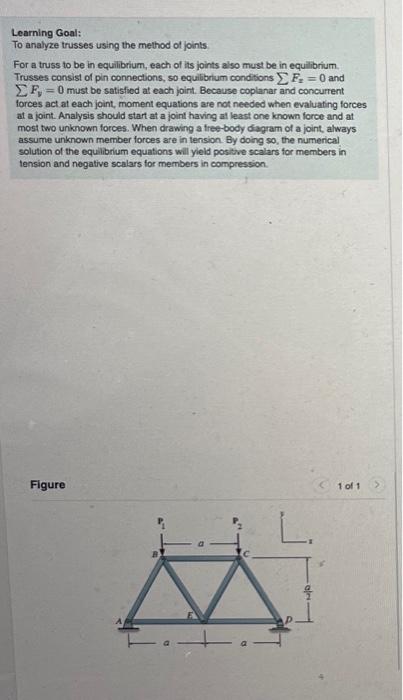 Solved Loarning Goal: To analyze trusses using the method of | Chegg.com