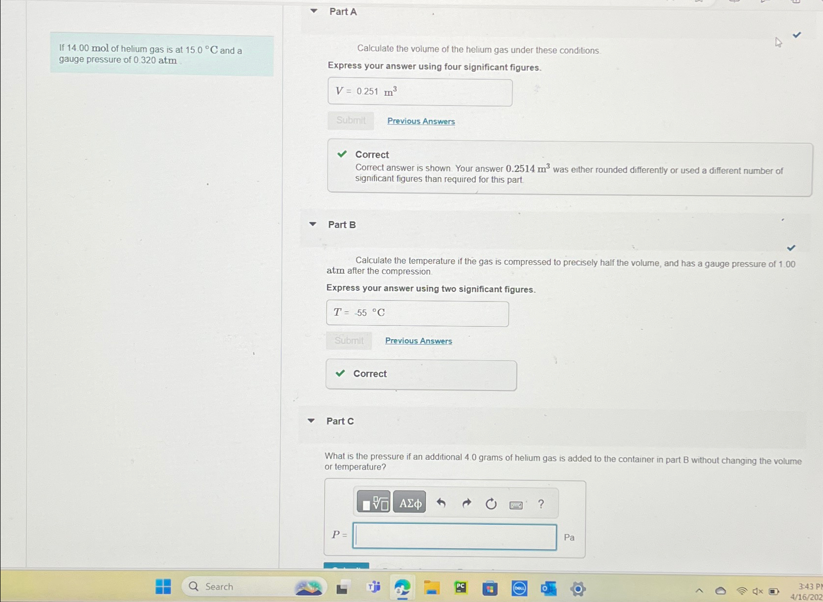 Solved Part AIf 14.00mol of helium gas is at 15.0°C ﻿and | Chegg.com