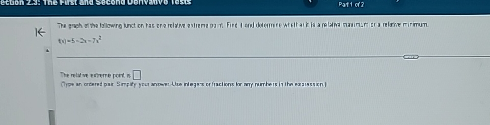 Solved Part 1 ﻿of 2The graph of the following function has | Chegg.com